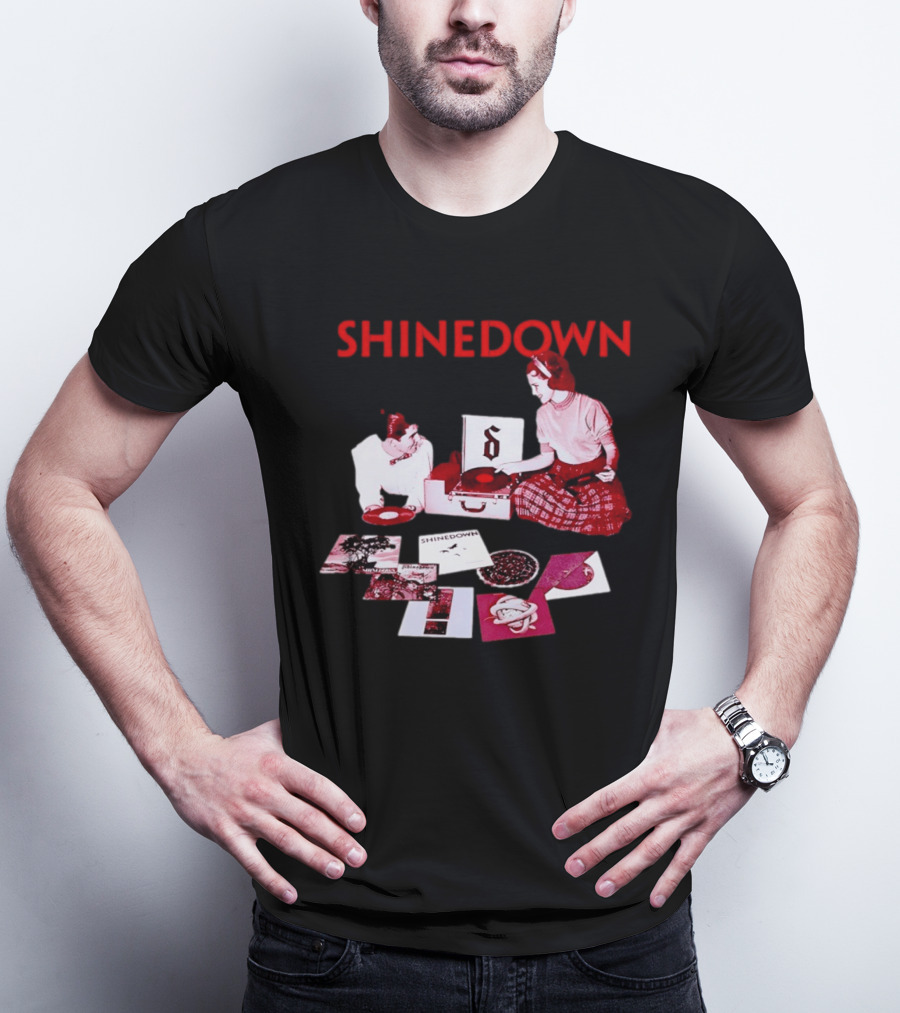 Shinedown Vinyl Record Collage Retro Music Band T-Shirt