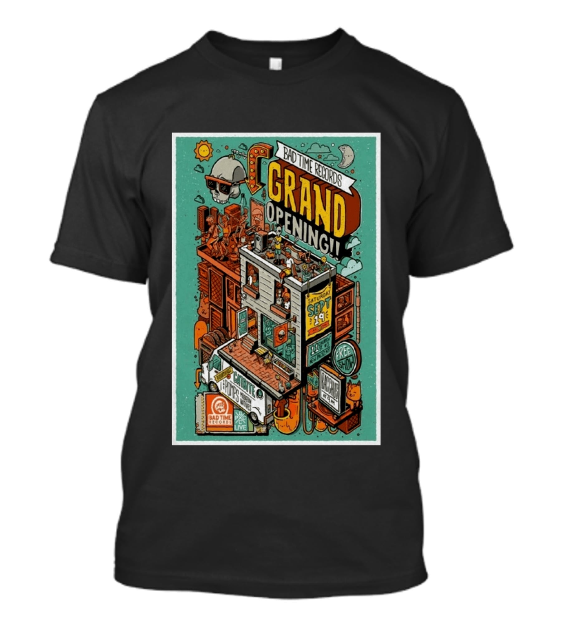 Bad Time Records Grand Opening New Paltz NY September 19 Free Show T-Shirt