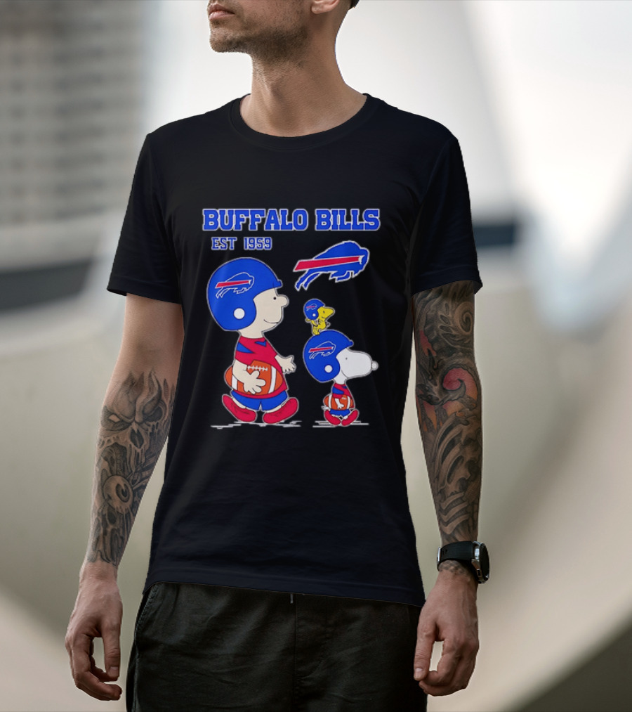 Buffalo Bills Est 1959 Charlie Brown Snoopy Peanuts Football Helmet T-Shirt