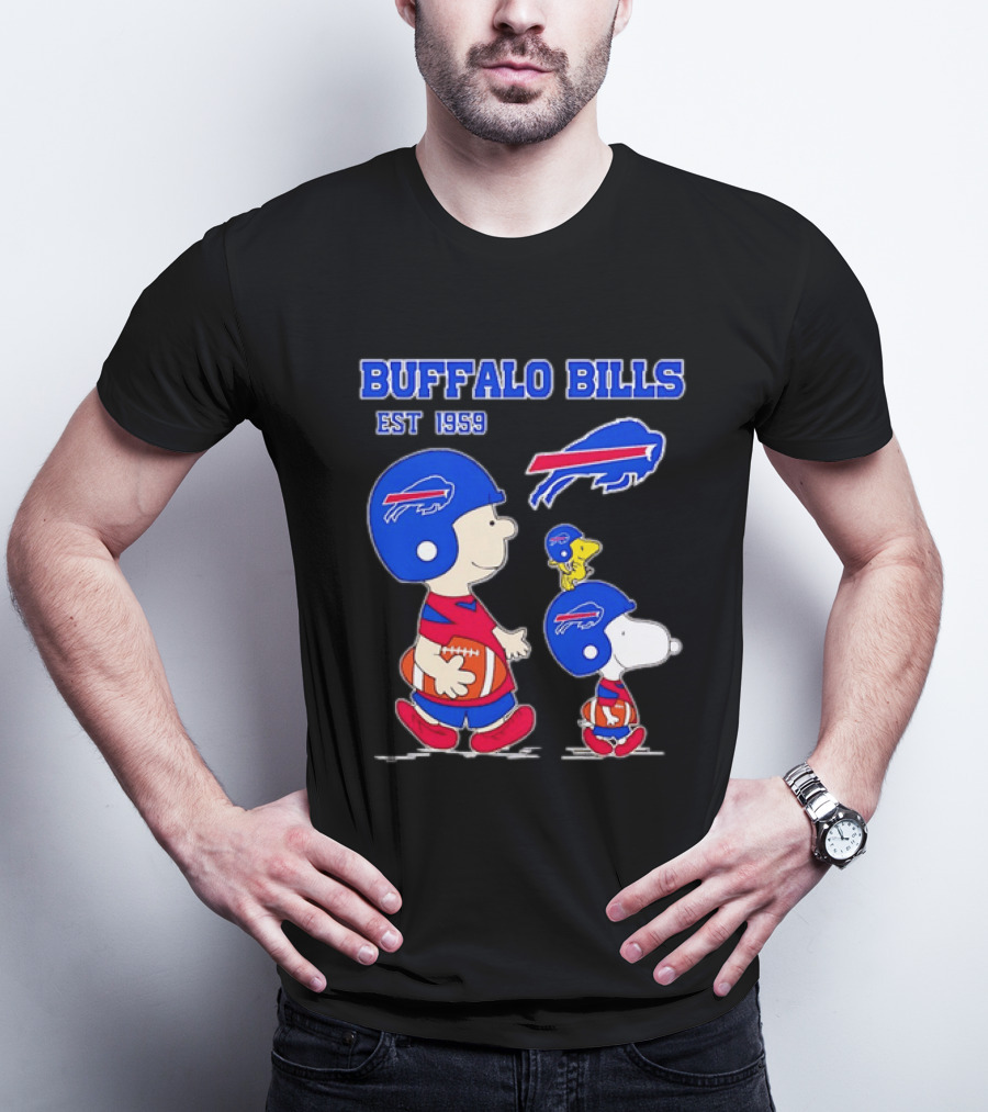 Buffalo Bills Est 1959 Charlie Brown Snoopy Peanuts Football Helmet T-Shirt