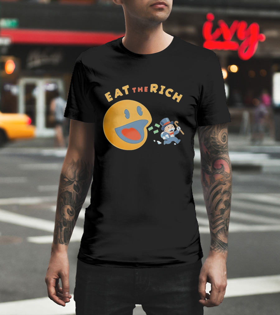 Eat The Rich Monopoly Man Pac Man Capitalism T-Shirt