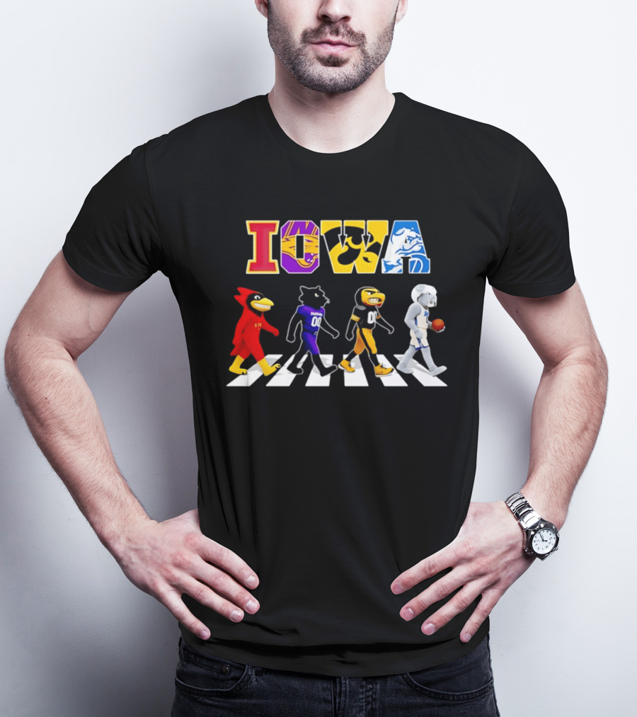 Iowa Mascots Abbey Road Walk Cardinals Panthers Bulldogs T-Shirt