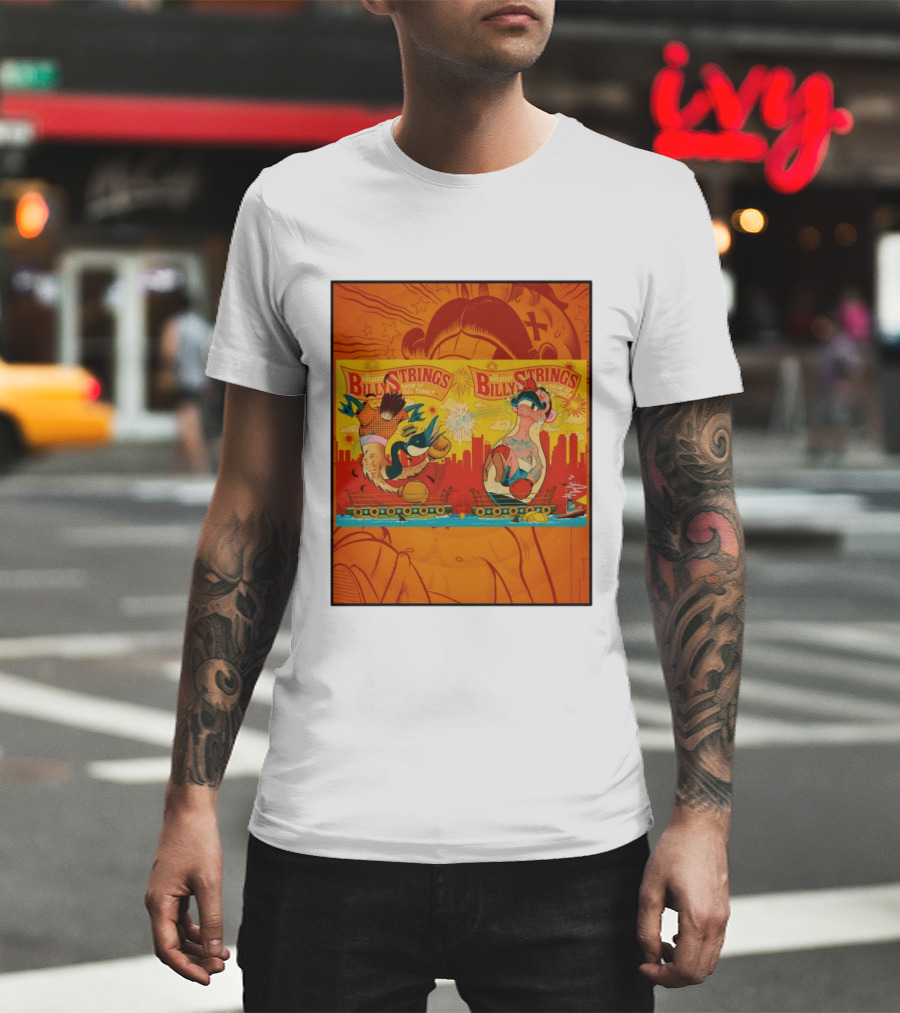 Billy Strings Greatest Show Of All Time Boxing Panels Playful Cartoon T-Shirt