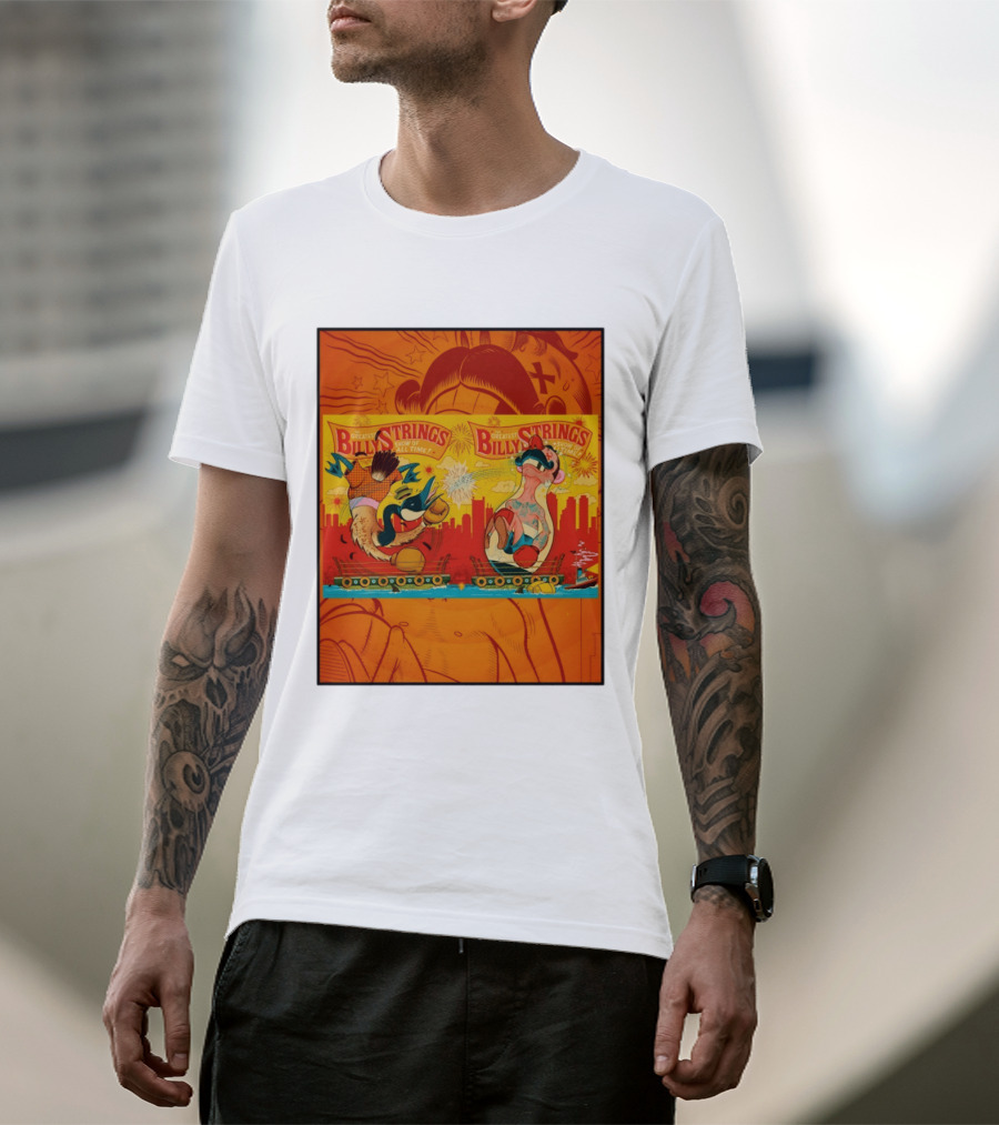 Billy Strings Greatest Show Of All Time Boxing Panels Playful Cartoon T-Shirt