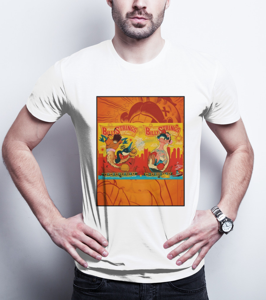 Billy Strings Greatest Show Of All Time Boxing Panels Playful Cartoon T-Shirt