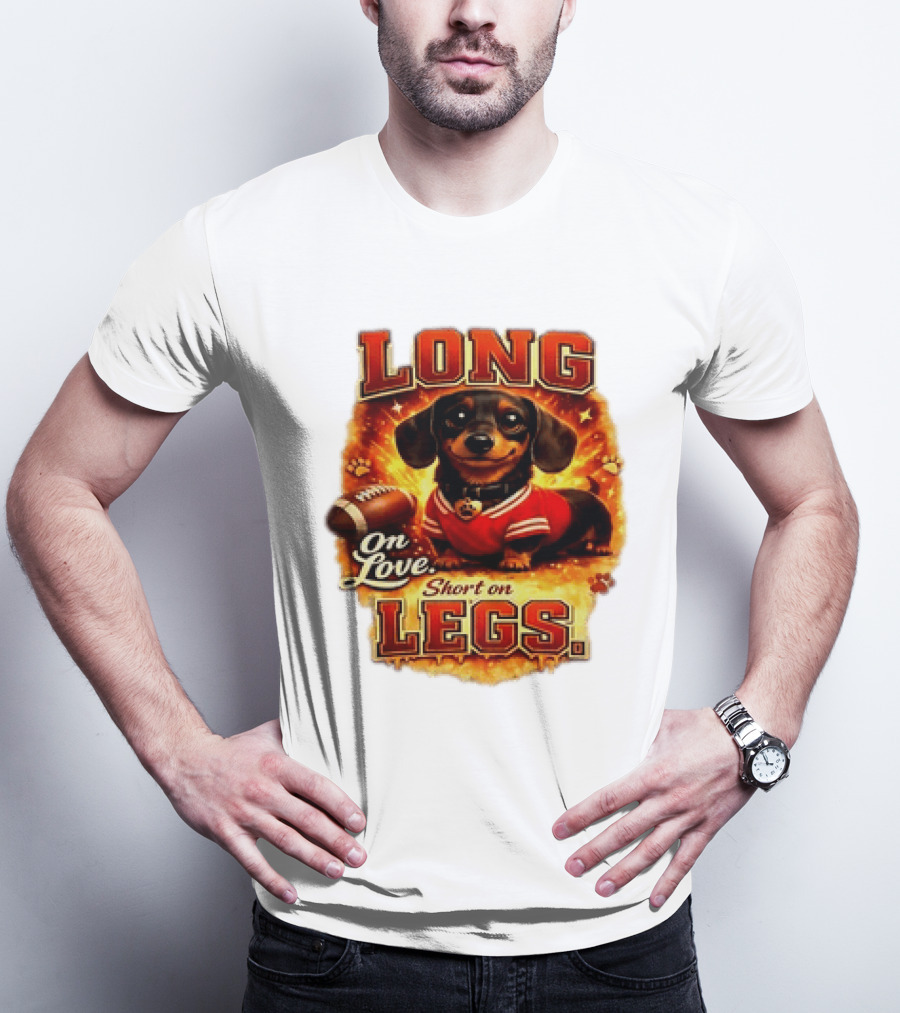 Dachshund Long On Love Short On Legs Football T-Shirt