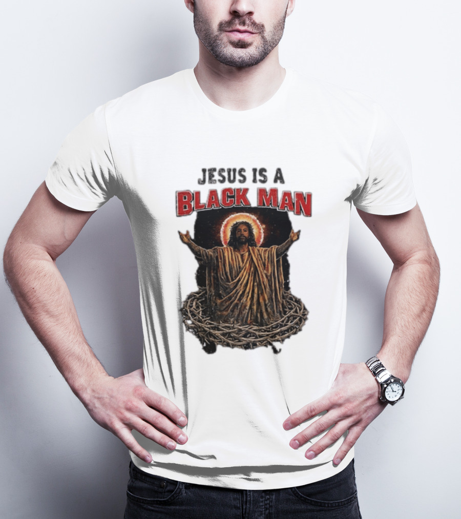 Jesus Is A Black Man With Thorns And Radiant Halo T-Shirt