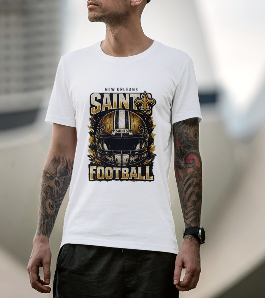 New Orleans Saints Football Helmet Distressed Fleur De Lis T-Shirt