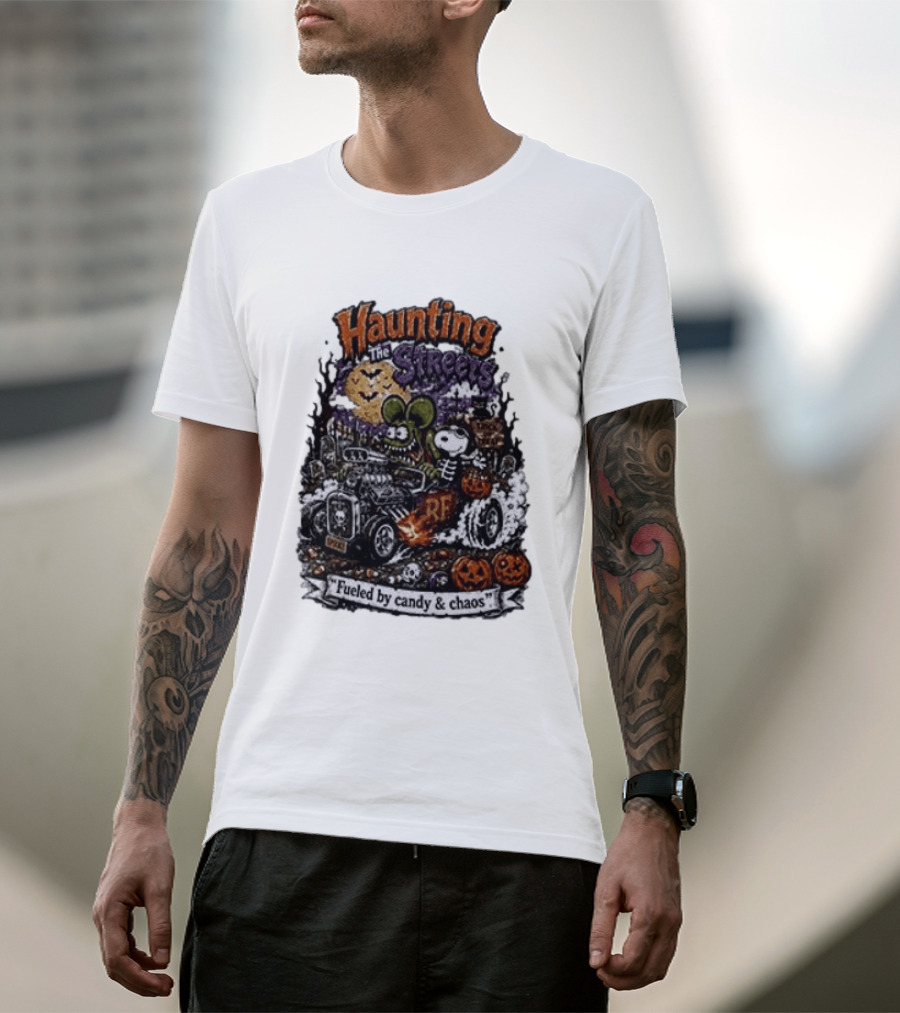 Peanuts Snoopy X Rat Fink Haunting The Streets Fueled By Candy & Chaos Halloween T-Shirt