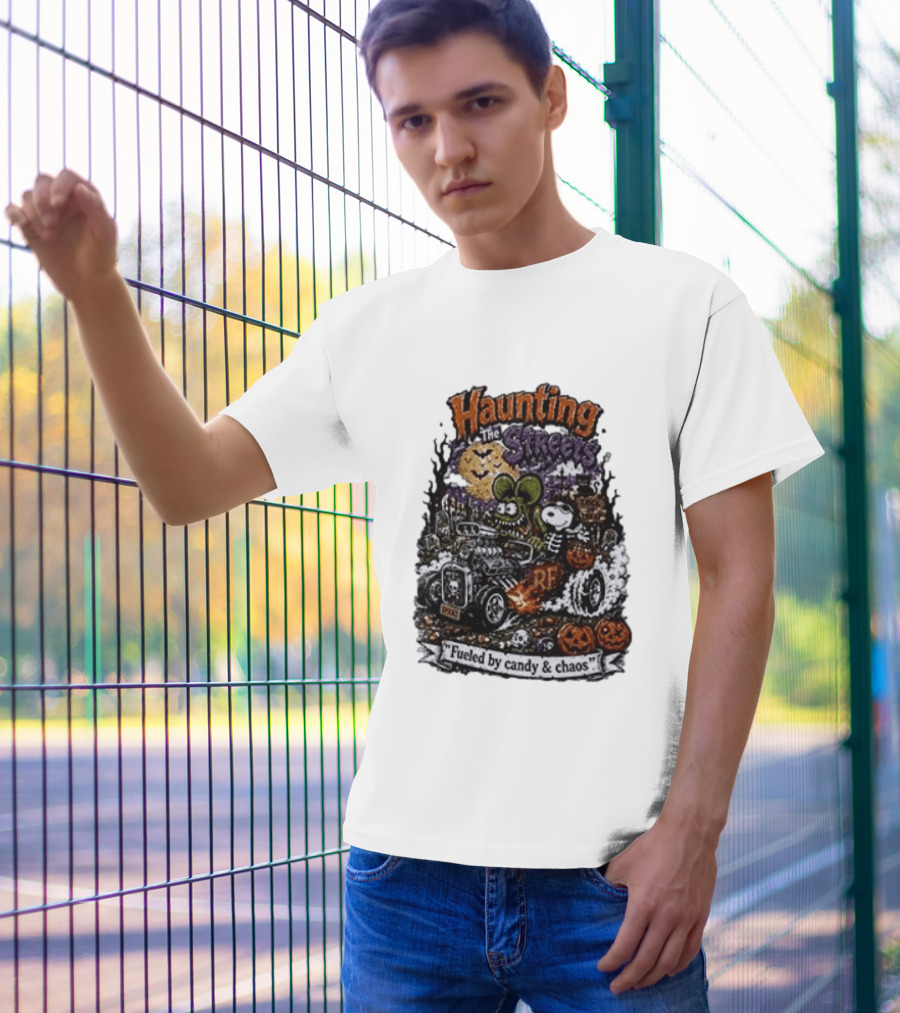 Peanuts Snoopy X Rat Fink Haunting The Streets Fueled By Candy & Chaos Halloween T-Shirt