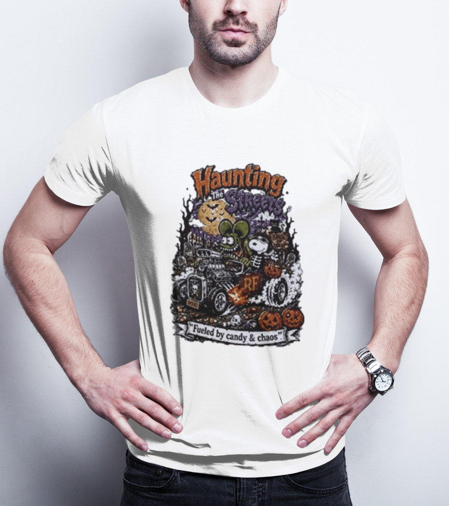 Peanuts Snoopy X Rat Fink Haunting The Streets Fueled By Candy & Chaos Halloween T-Shirt