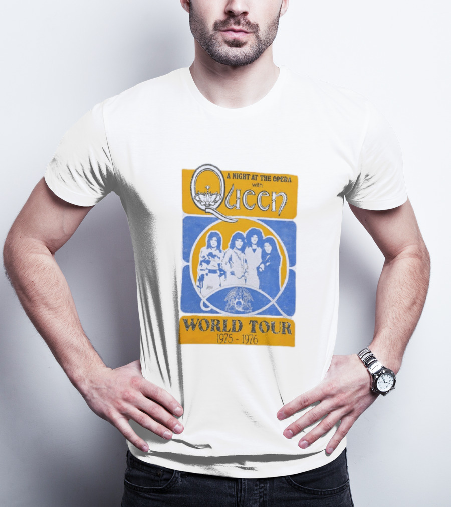 Queen A Night At The Opera World Tour 1975 1976 Vintage Band Photo T-Shirt