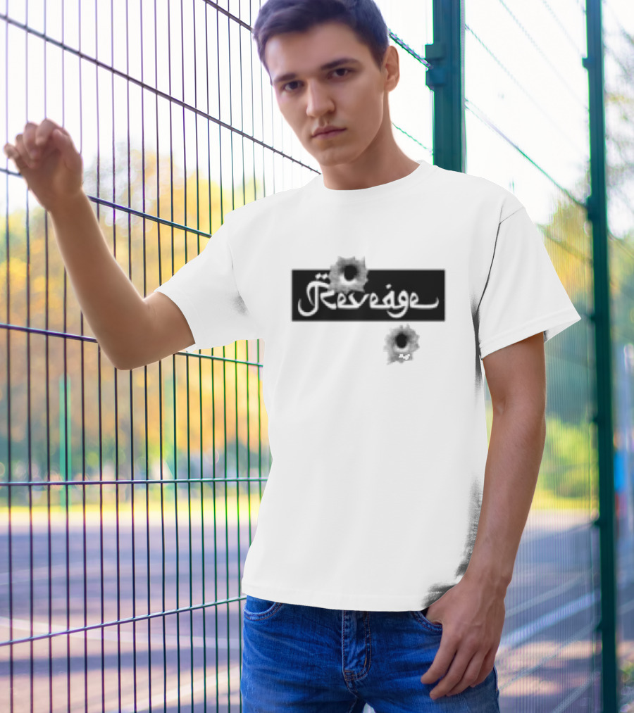 Revenge Arabic Text White Black Fusion T-Shirt