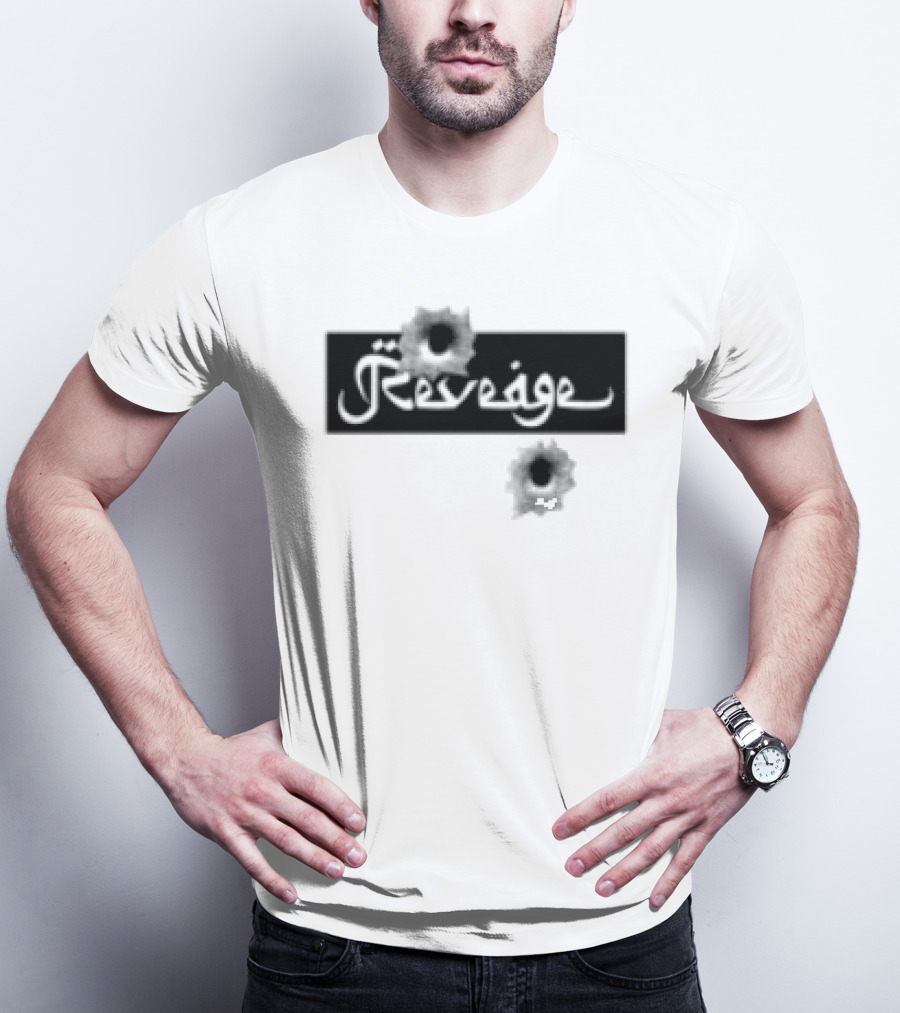 Revenge Arabic Text White Black Fusion T-Shirt
