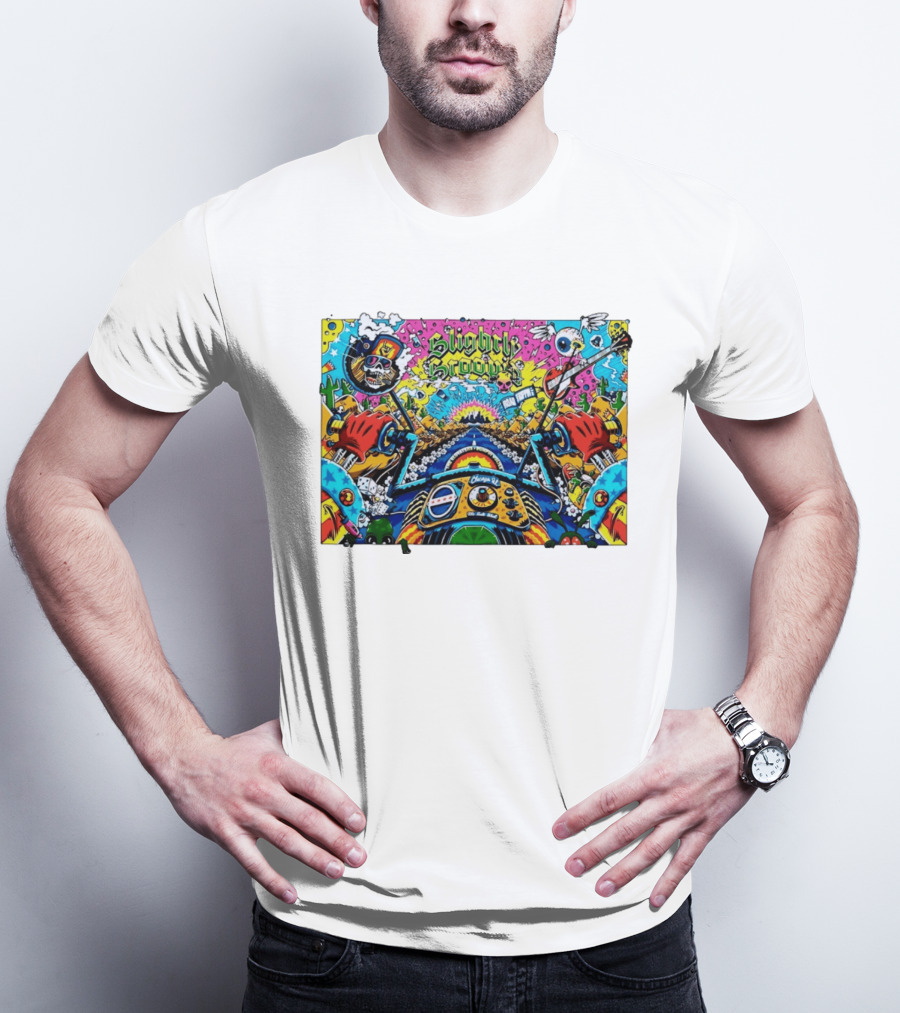 Slightly Stoopid Road Trippin Chicago IL Tour Art Alive Bird Skull Cactus Trippy Vibes T-Shirt