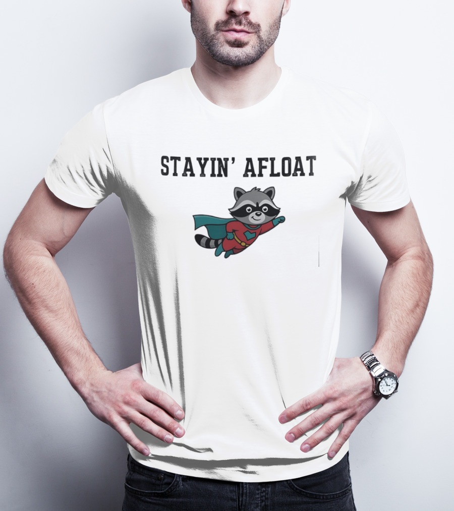 Stayin' Afloat Superhero Raccoon Flying Heroic Animal T-Shirt