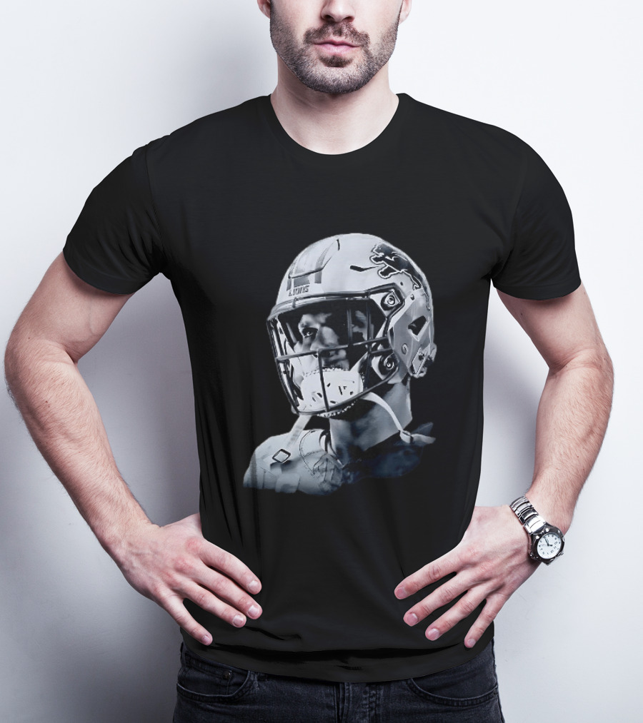 Detroit Lions Aidan Hutchinson Charcoal House Helmet Artistry T-Shirt