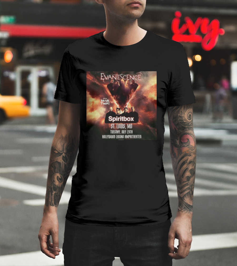 Evanescence Nova Twins Spiritbox Concert St. Louis MO July 28 Hollywood Casino Amphitheater T-Shirt