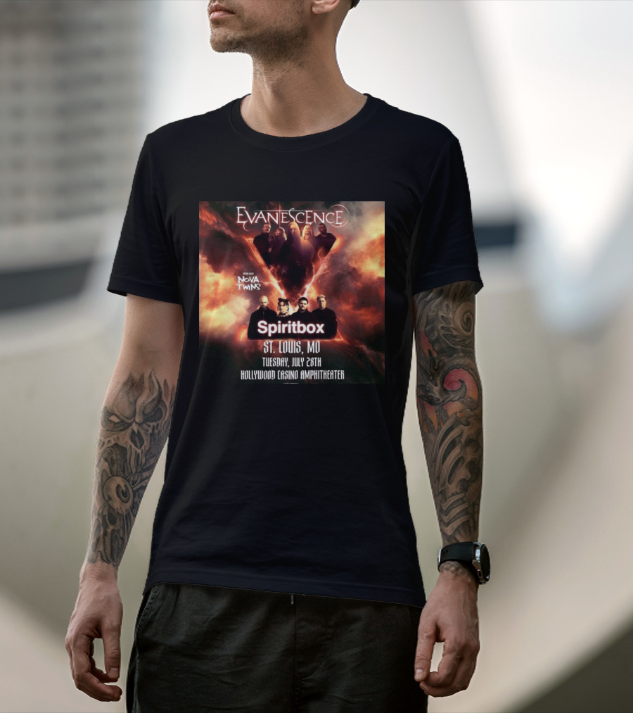 Evanescence Nova Twins Spiritbox Concert St. Louis MO July 28 Hollywood Casino Amphitheater T-Shirt