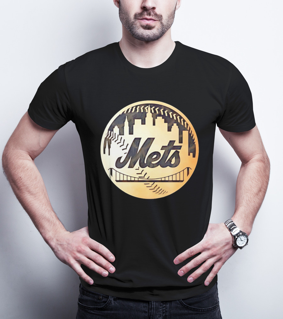 New York Mets Baseball Skyline Bridge MLB T-Shirt