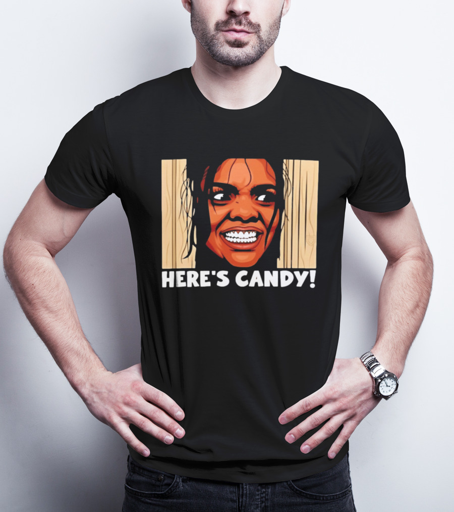 Here's Candy Horror Movie Halloween Face Breaking Through Wood T-Shirt