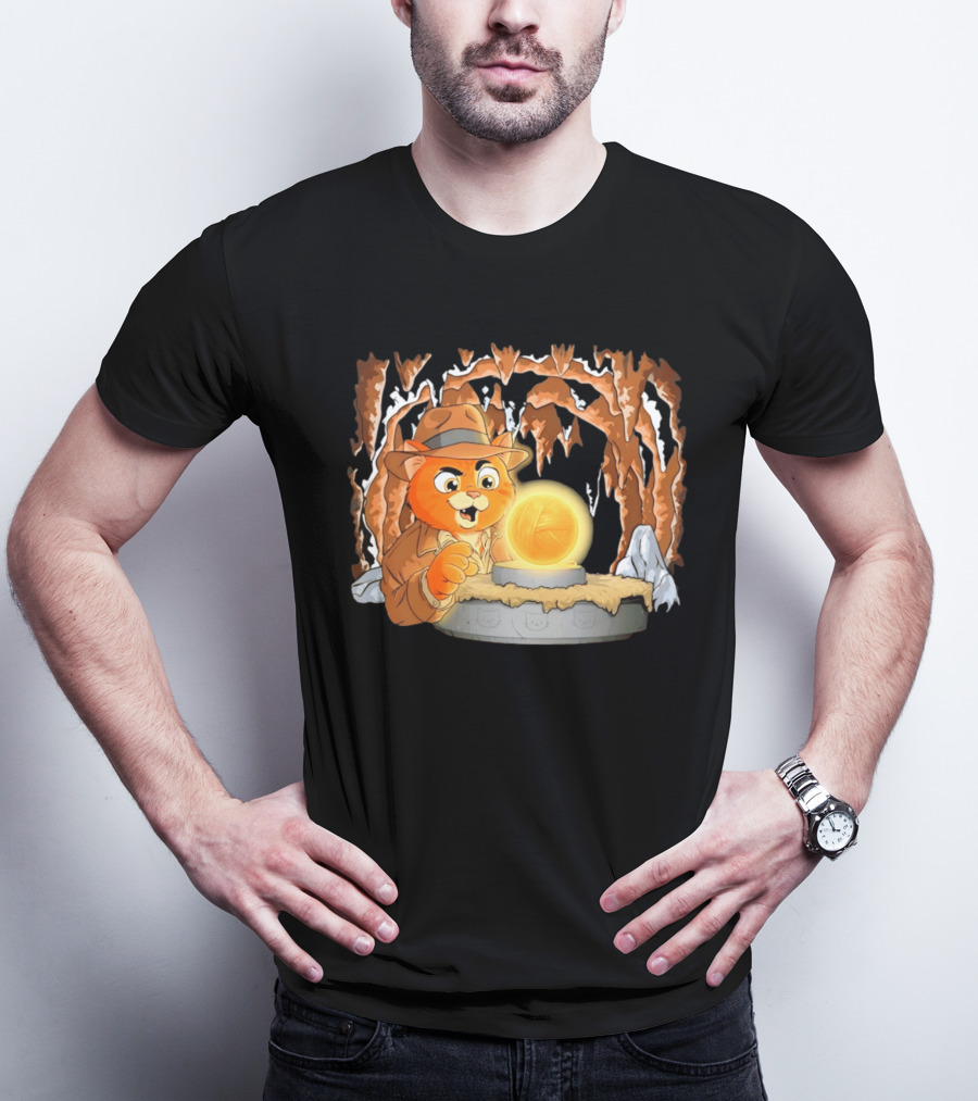 Raiders Of The Lost Yarn Cat Indiana Jones Golden Ball Relic Adventure T-Shirt