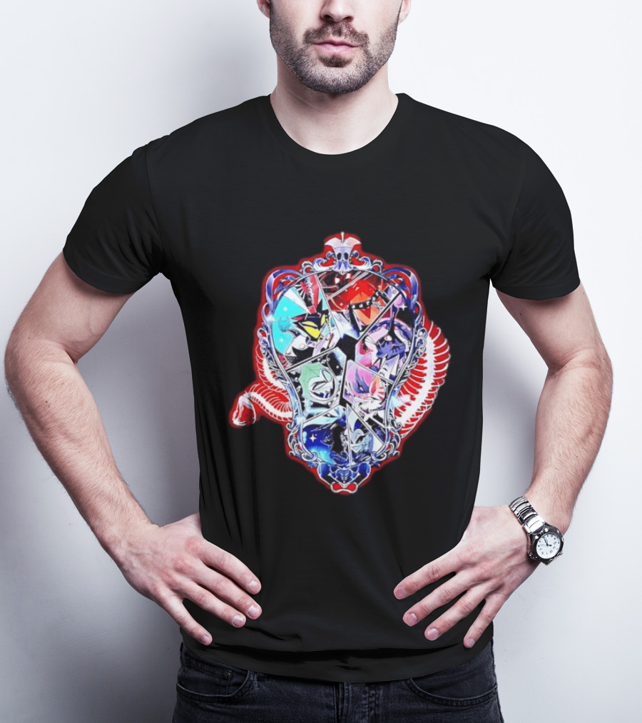 Vees Vox Valentino Velvet Overlord Hazbin Hotel Characters Stained Glass T-Shirt