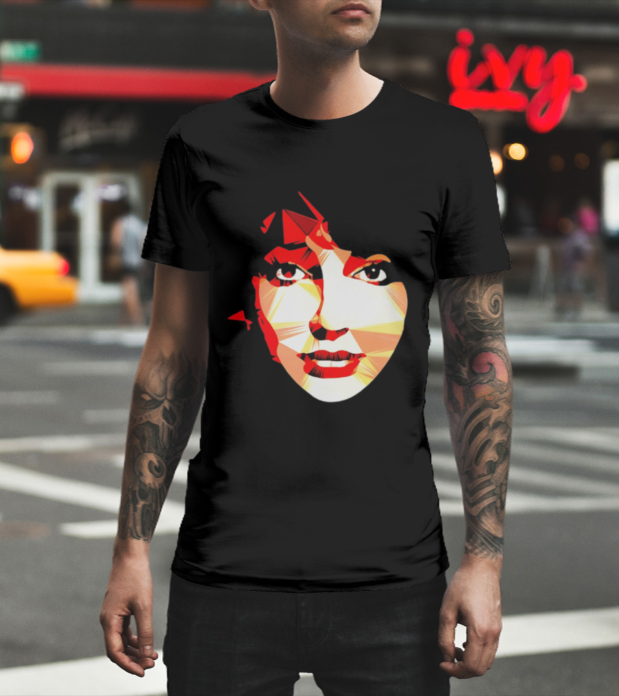 Kate Bush Geometric Pop Singer Red Orange Faceted T-Shirt