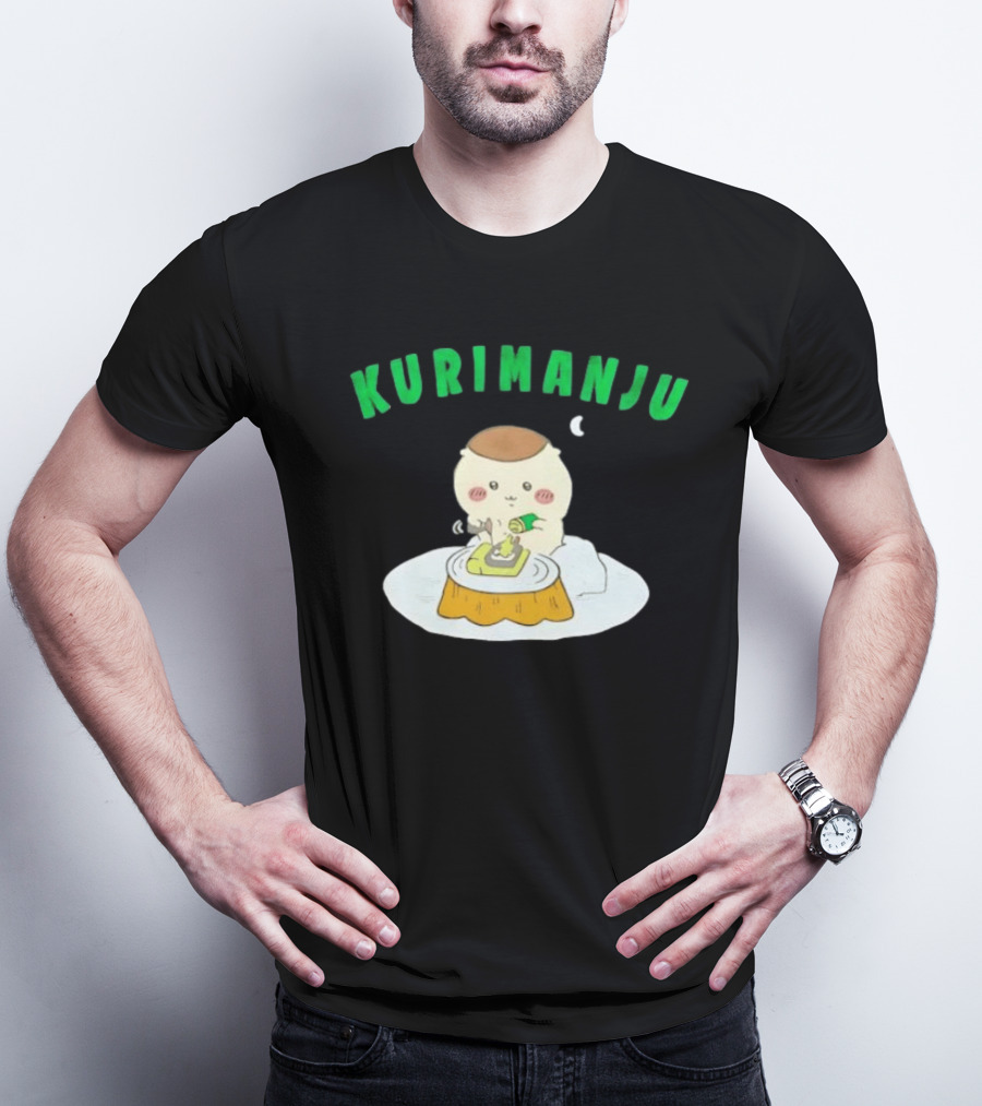 Kurimanju Chiikawa Eating At Night On Tree Stump T-Shirt