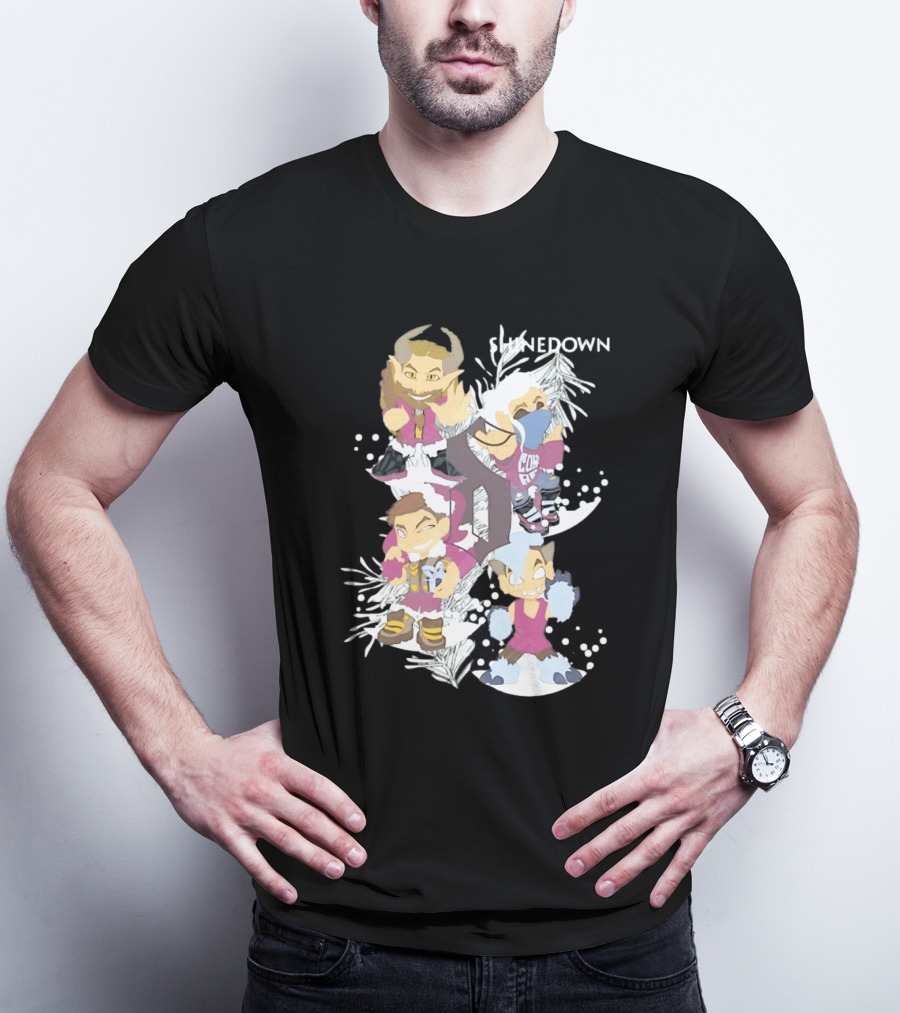 Shinedown Chibi Band Members Holiday Christmas Decor T-Shirt