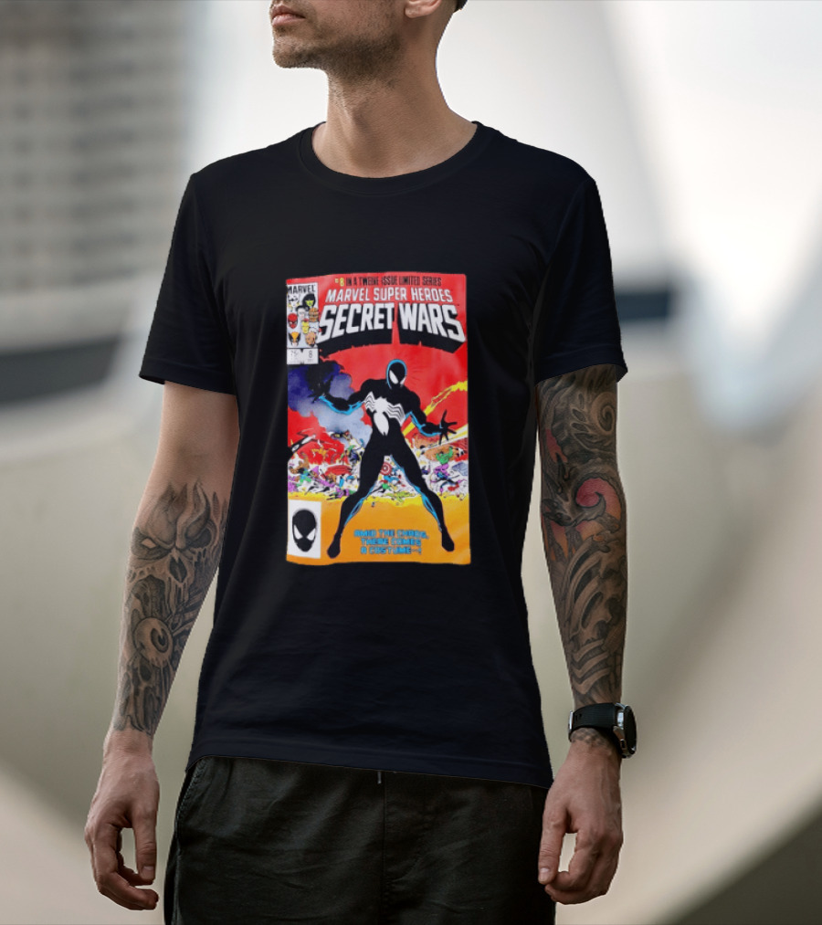 Marvel Super Heroes Secret Wars Issue 8 Spider Man Black Suit Comic Cover T-Shirt