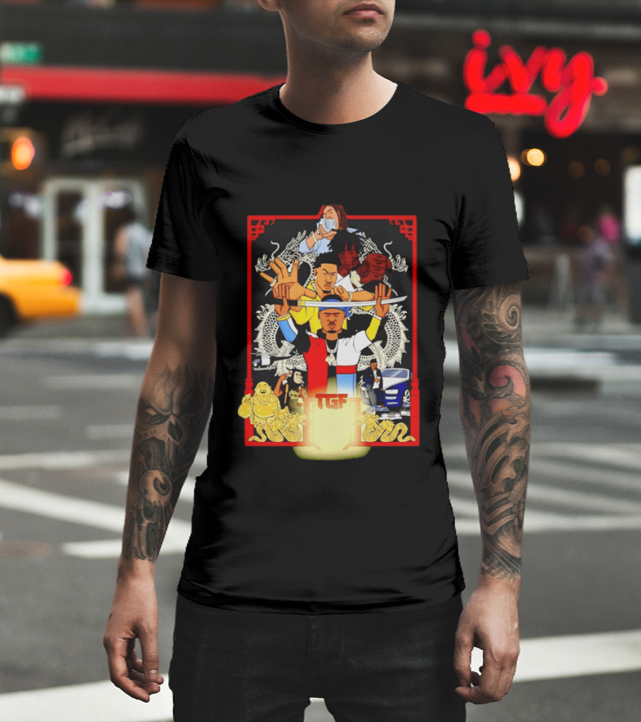 TGF Stinc Team Collage Streetwear Urban Dragons And Cars T-Shirt