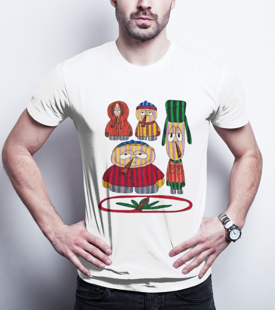 Cartman Stan Kyle Kenny South Park Characters Smoking No Weed Prohibition T-Shirt