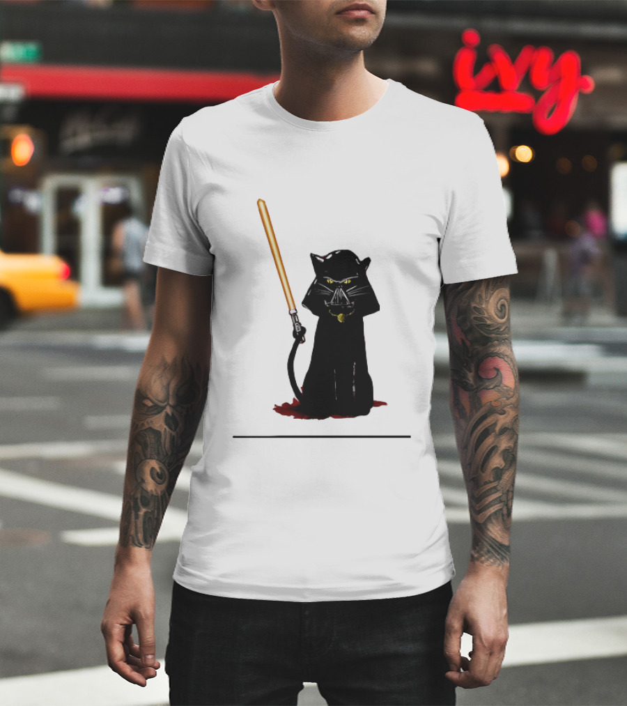 Darth Vader Cat Lightsaber Star Wars T-Shirt