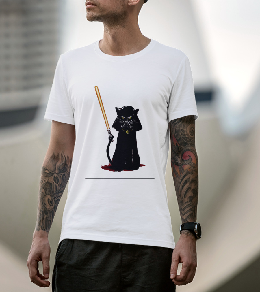 Darth Vader Cat Lightsaber Star Wars T-Shirt