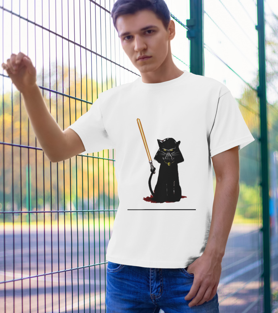 Darth Vader Cat Lightsaber Star Wars T-Shirt