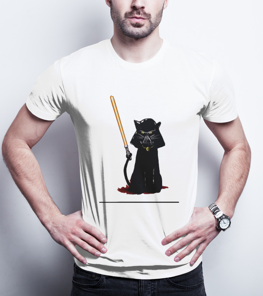 Darth Vader Cat Lightsaber Star Wars T-Shirt