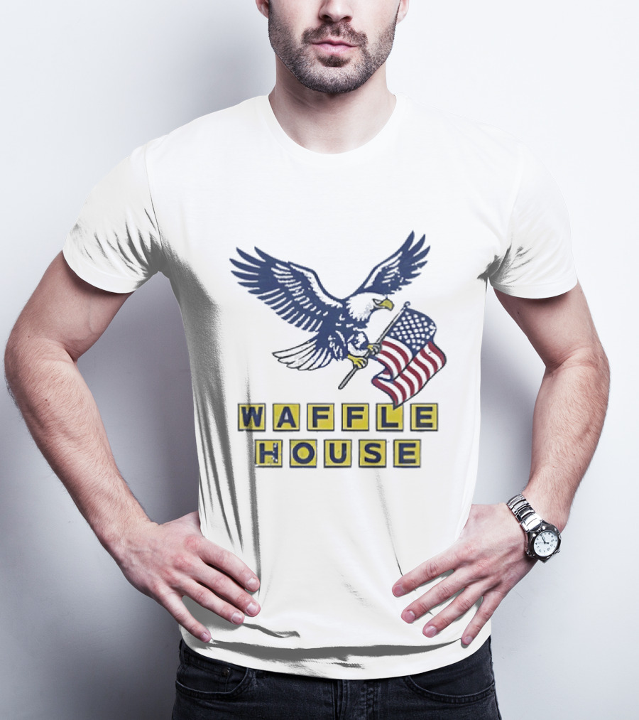 Waffle House Eagle Holding American Flag T-Shirt