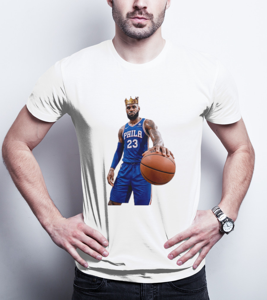 LeBron James King Crown Dribbling Philadelphia 76ers Basketball Player 23 Phila T-Shirt