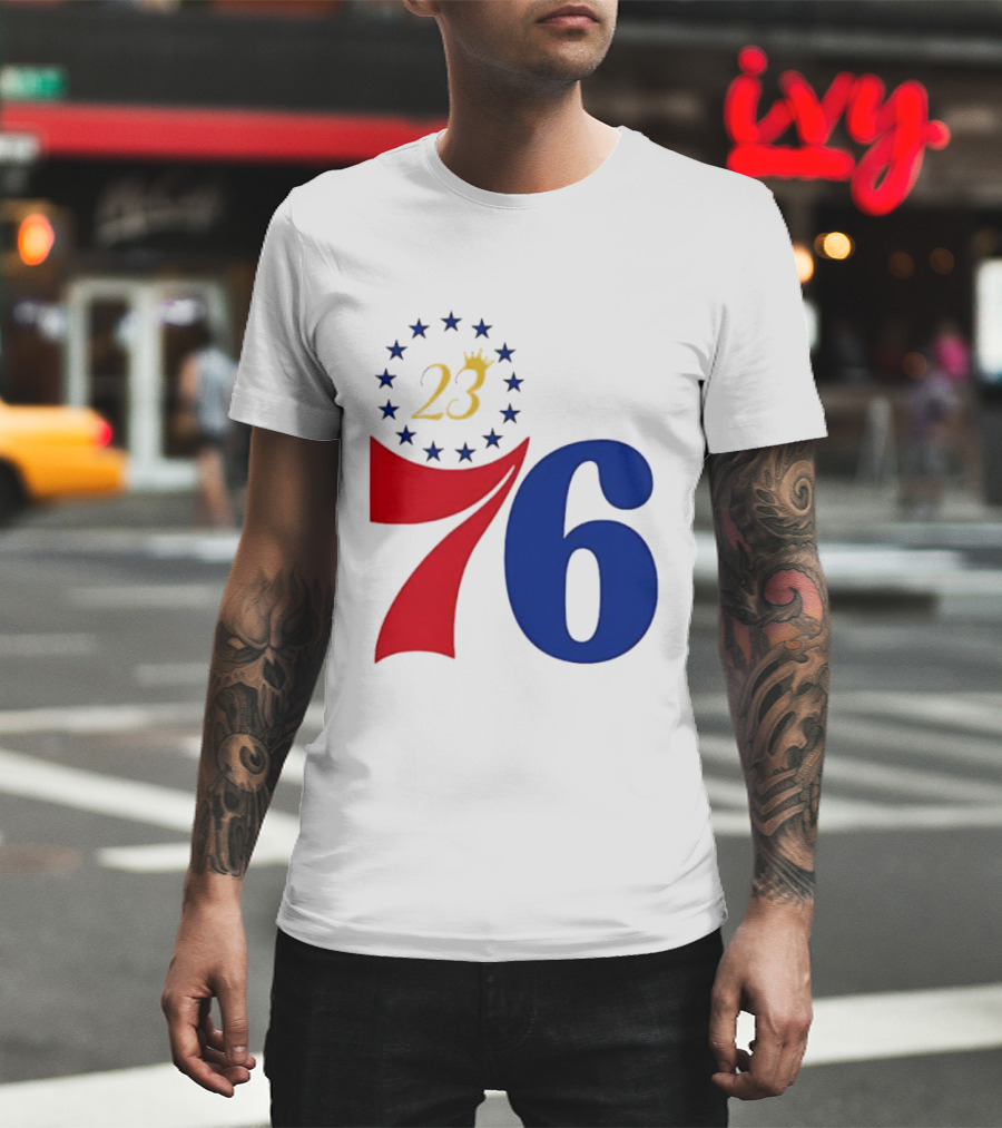 LeBron James 23 Philadelphia 76ers Inspired Number Stars T-Shirt