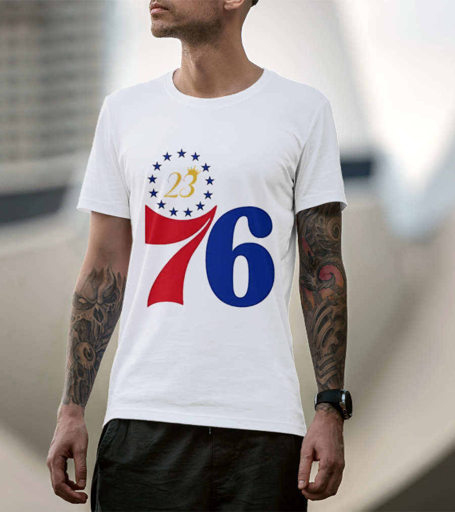 LeBron James 23 Philadelphia 76ers Inspired Number Stars T-Shirt