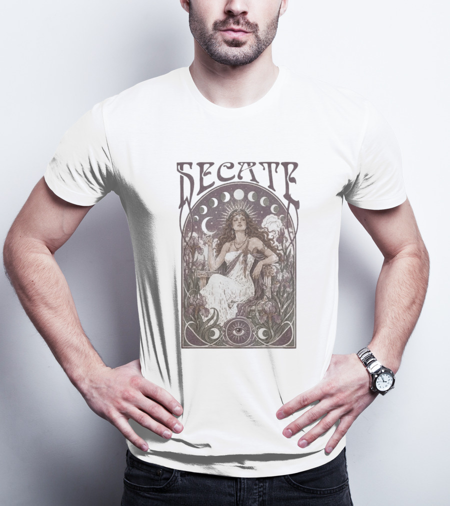 Hecate Goddess Moon Phases Magic Feminist Witch Pagan Crossroads Key Goth Grunge T-Shirt