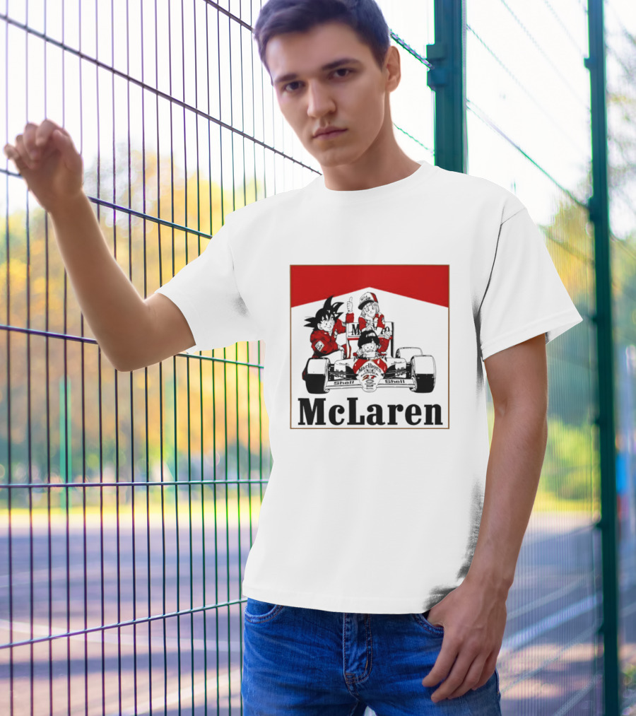 Goku Bulma Senbei McLaren Honda Marlboro Shell 27 Anime Racing Team Formula 1 T-Shirt