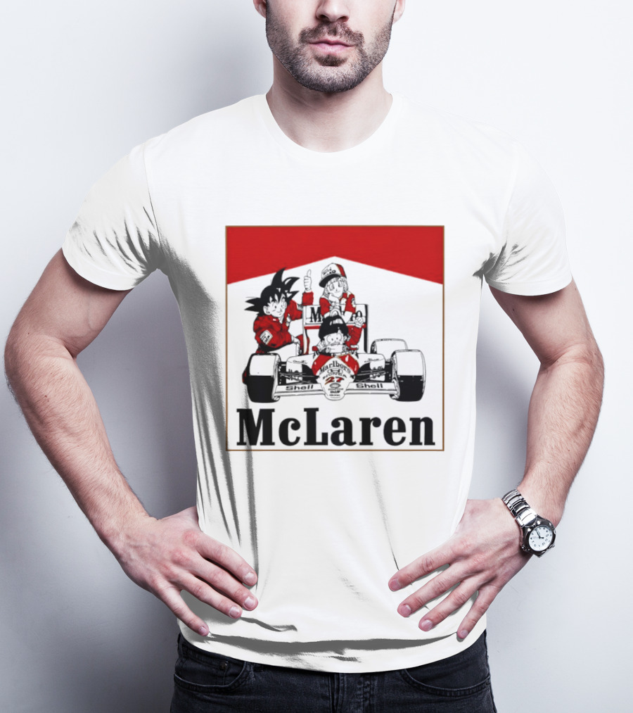 Goku Bulma Senbei McLaren Honda Marlboro Shell 27 Anime Racing Team Formula 1 T-Shirt