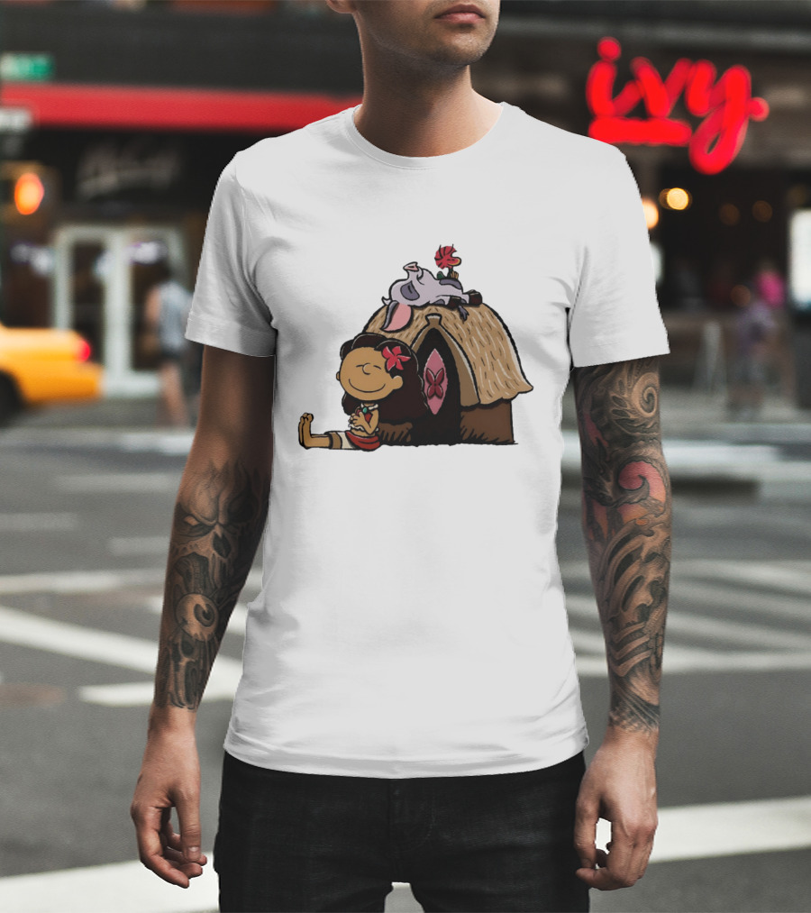 Moana Pua Heihei Peanuts Doghouse Cartoon T-Shirt