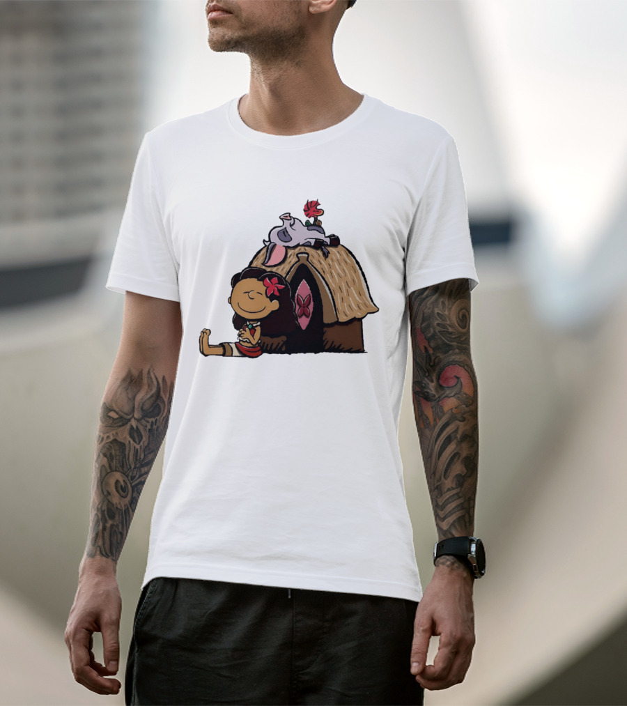 Moana Pua Heihei Peanuts Doghouse Cartoon T-Shirt