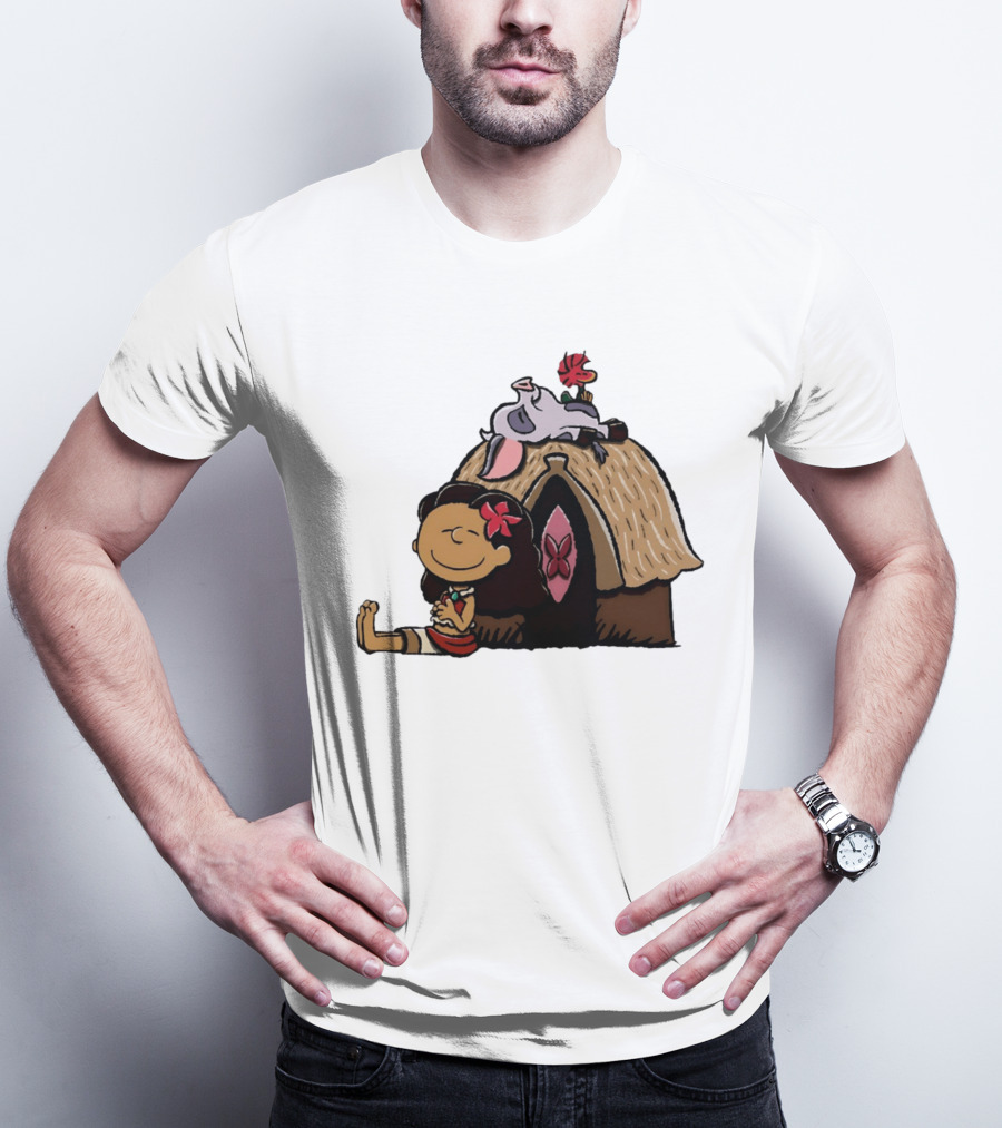 Moana Pua Heihei Peanuts Doghouse Cartoon T-Shirt