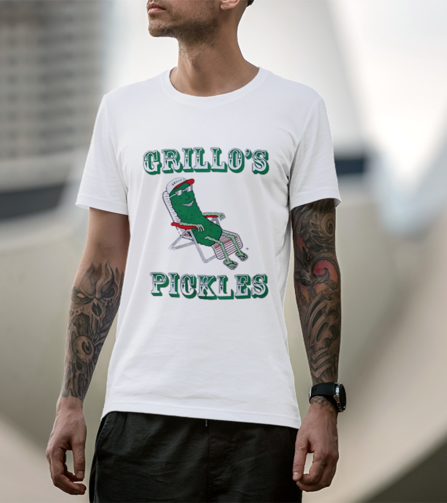 Grillo's Pickles Chill Pickle Relaxing In Chair T-Shirt