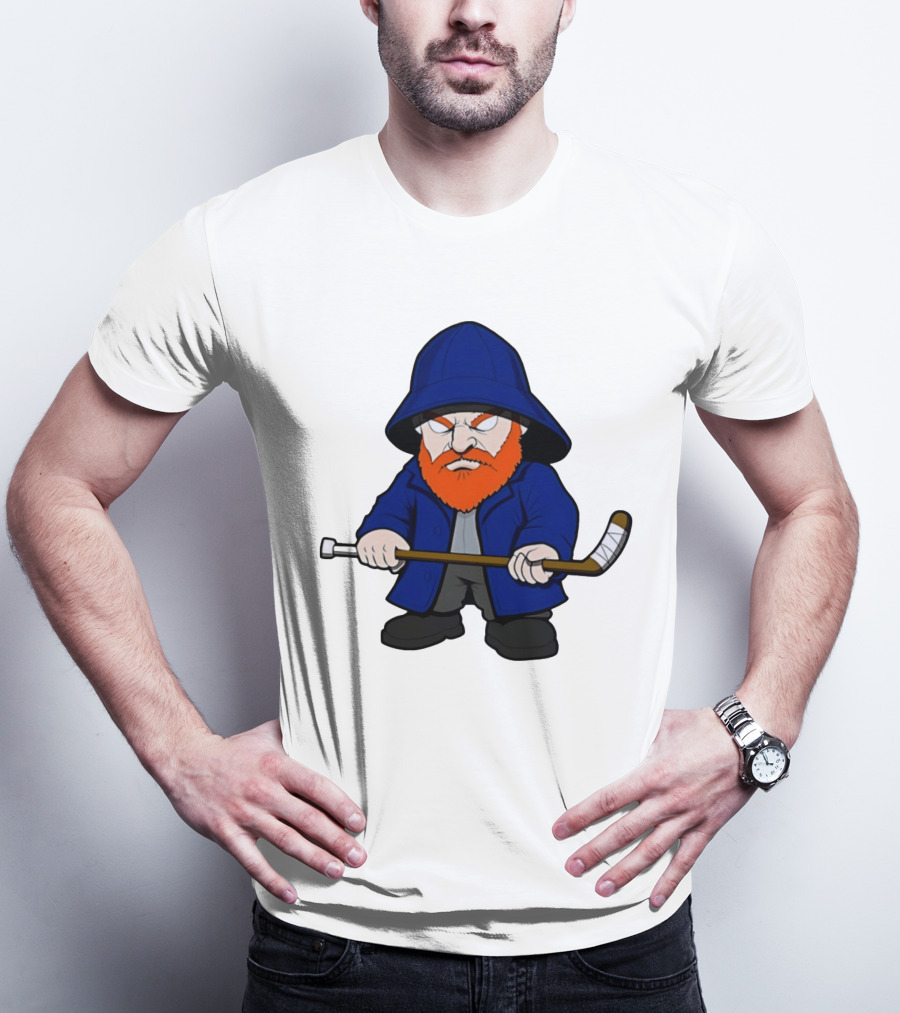 New Islanders Bearded Fisherman Cartoon Hockey Player T-Shirt