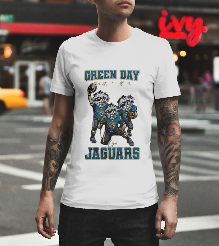 Green Day Jacksonville Jaguars Crossover With Football Characters T-Shirt
